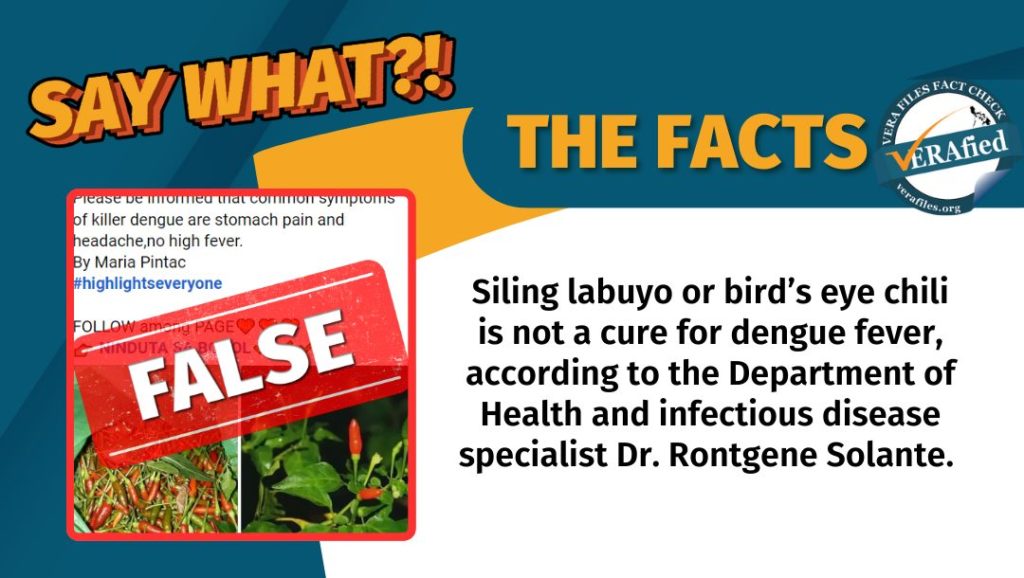 Siling labuyo NOT a cure for dengue