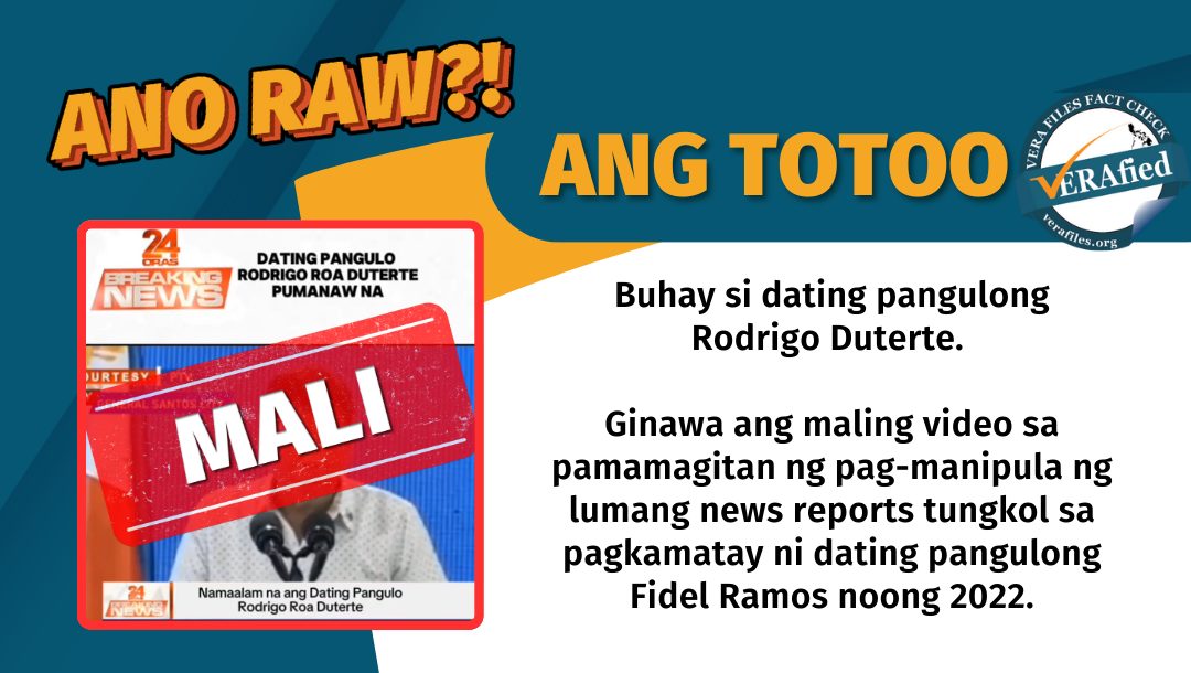 Ex-president Rodrigo Duterte NOT dead