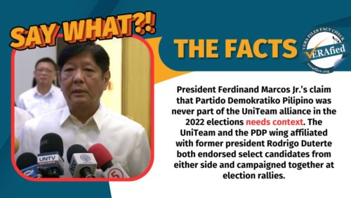 Marcos claim PDP was never part of UniTeam needs context