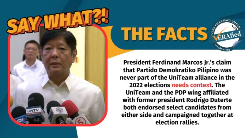Marcos claim PDP was never part of UniTeam needs context