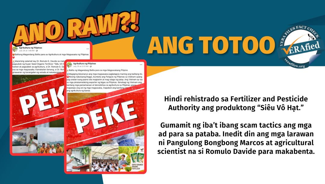 Marcos, agri scientist NOT endorsing 'organic fertilizer'