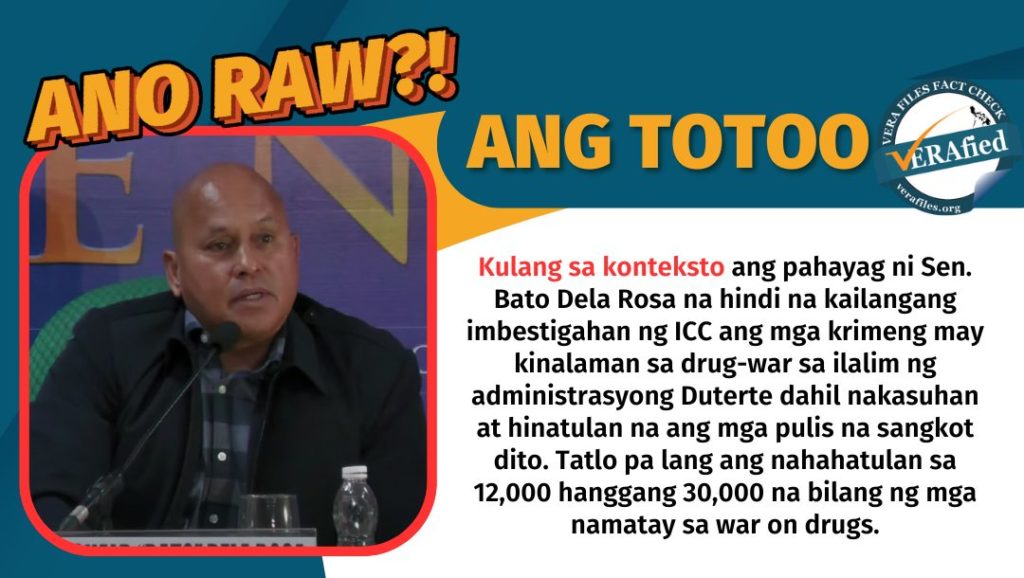 Pahayag ni Dela Rosa ICC drug war probe KAILANGAN NG KONTEKSTO