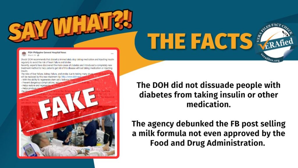 DOH did NOT say stop taking insulin, diabetes meds