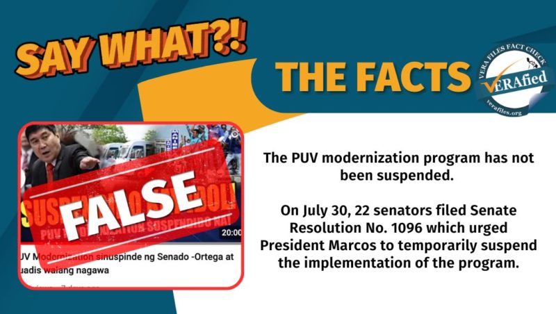 PUV modernization program NOT suspended