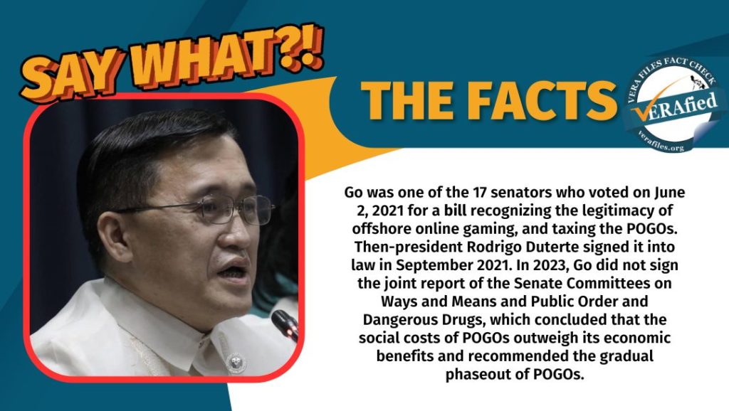 Bong Go falsely claims he has been ‘against’ POGOs