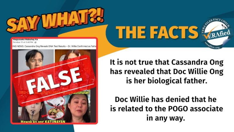 Wille Ong is NOT Cassandra Ong's father