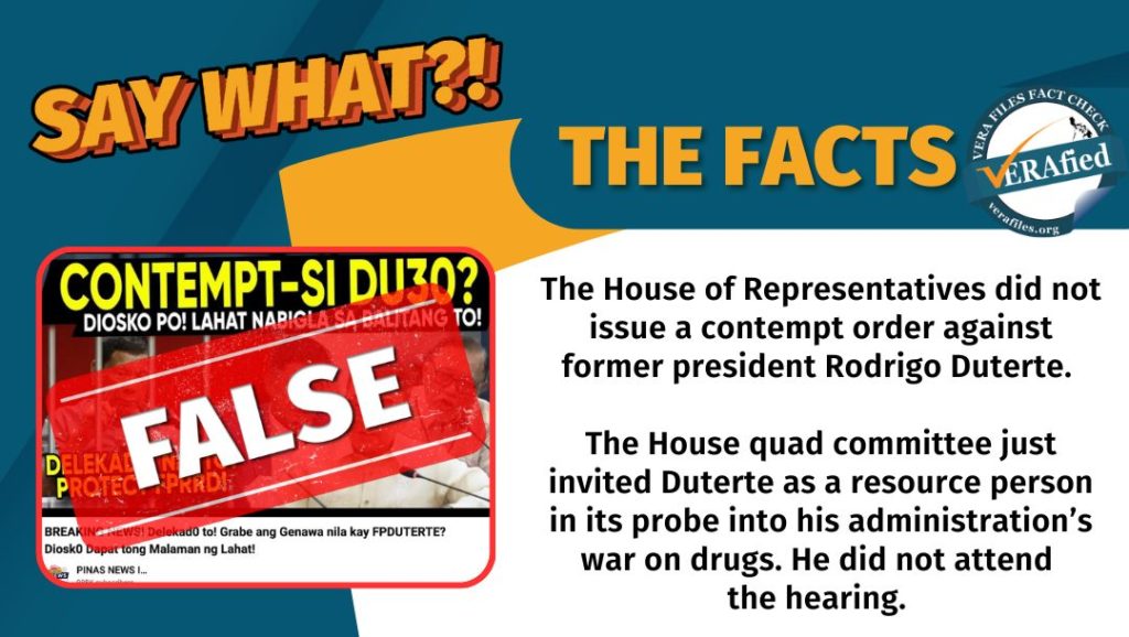 NO House contempt order against Duterte