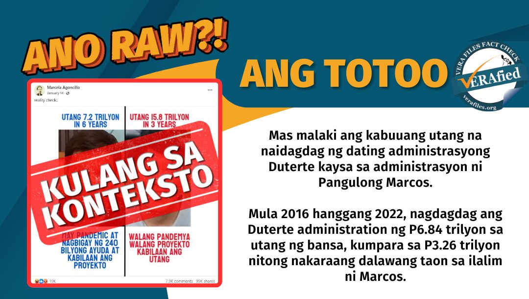Marcos admin did NOT incur more debt vs. Duterte admin