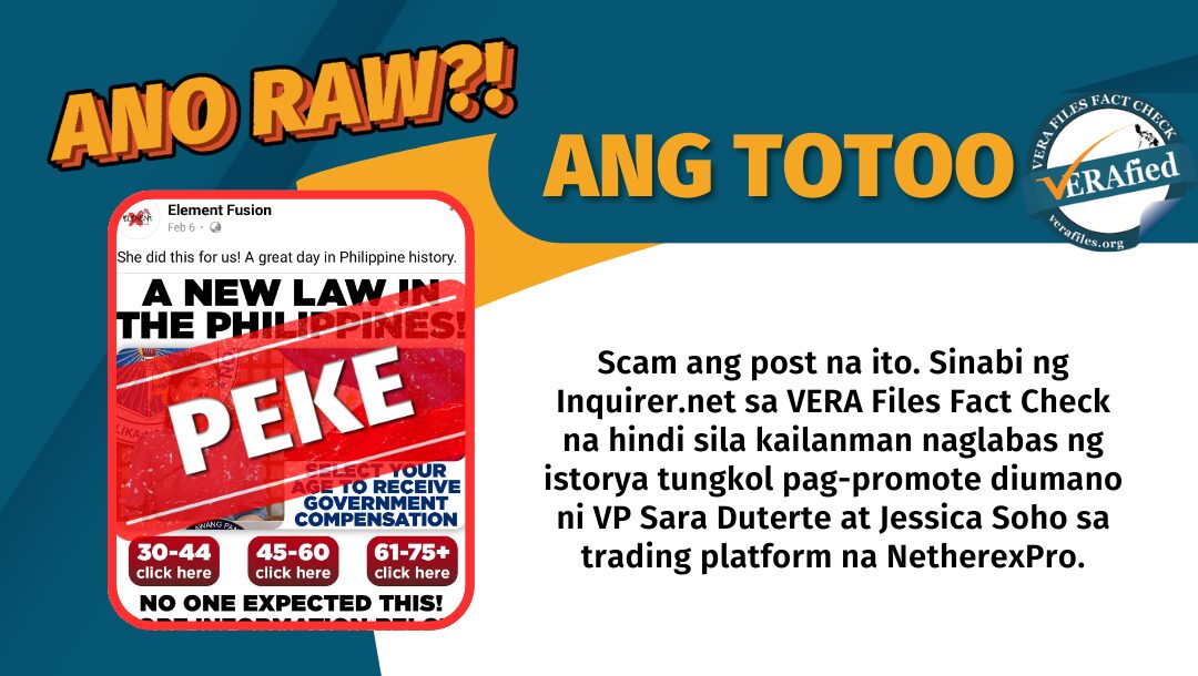 FACT CHECK: Trading platform scam on FB misrepresents Sara Duterte, Inquirer.net - VERA Files