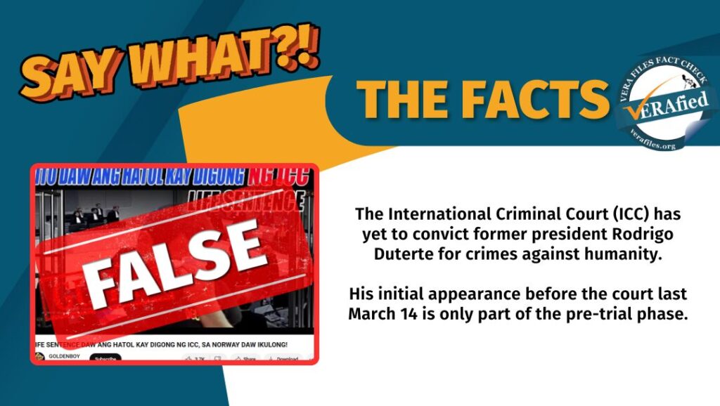 ICC has NOT convicted Duterte for crimes against humanity