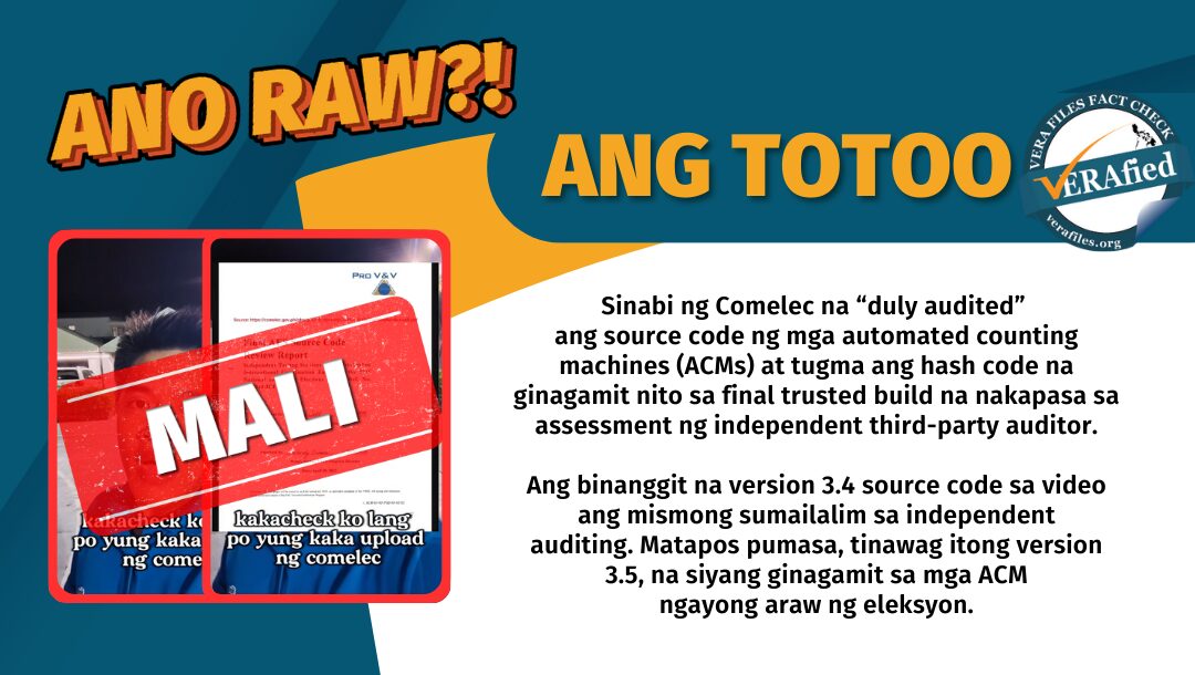 FACT CHECK: NO mismatch in ACM source codes and hash codes - VERA Files