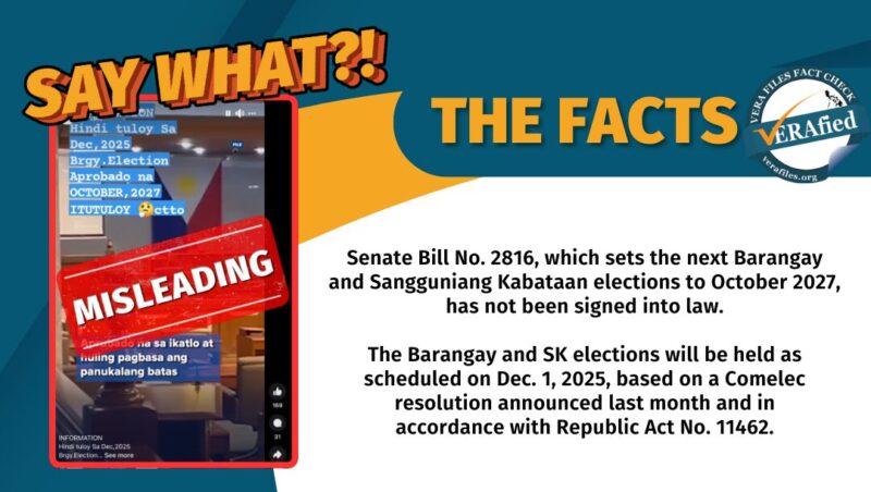 Barangay and SK elections NOT moved to October 2027