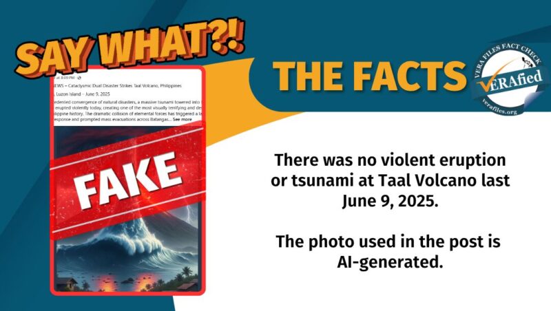 NO tsunami, violent eruption at Taal Volcano