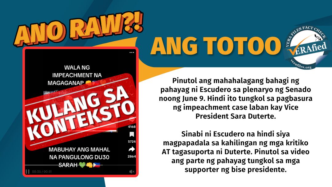 Escudero’s statement taken OUT OF CONTEXT; Duterte impeachment trial ...