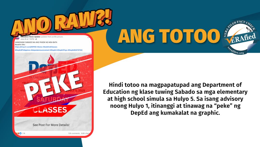 Circulating 'DepEd' graphic announcing Saturday classes FAKE