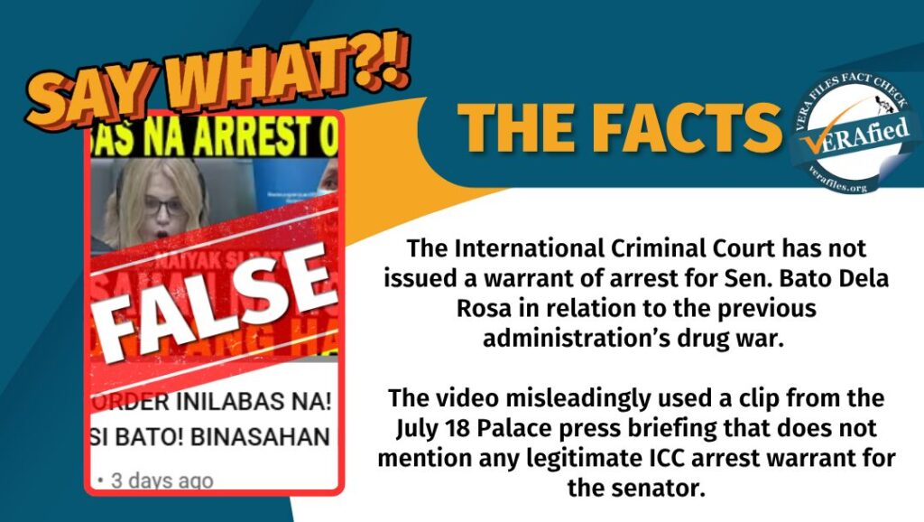 The ICC has NOT issued warrant of arrest for Bato Dela Rosa