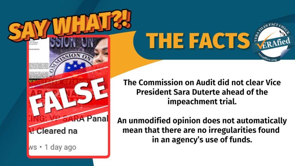 COA 'unmodified opinion' did NOT clear VP Sara ahead of impeachment trial
