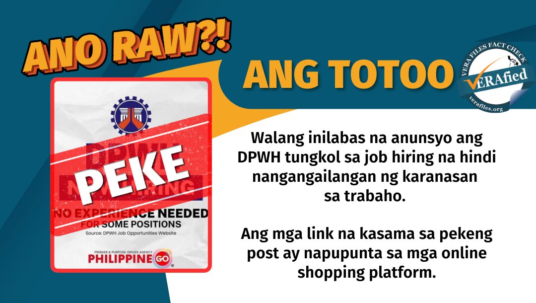 DPWH job hiring post FAKE, used to promote e-commerce sites