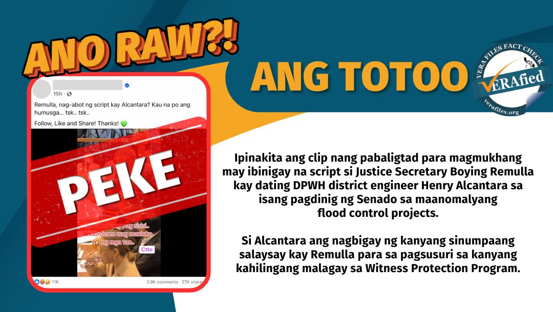 Remulla DID NOT hand Alcantara a 'script' during Senate hearing, video was ALTERED