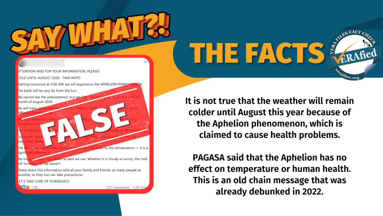 Claims of colder months until August due to the 'aphelion phenomenon' a ...