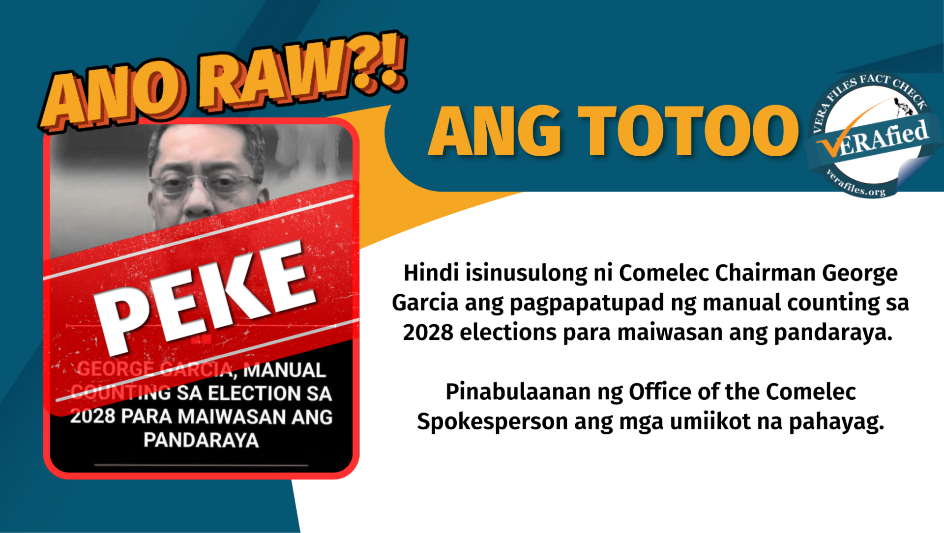 Comelec chair NOT pushing for manual counting for 2028 polls