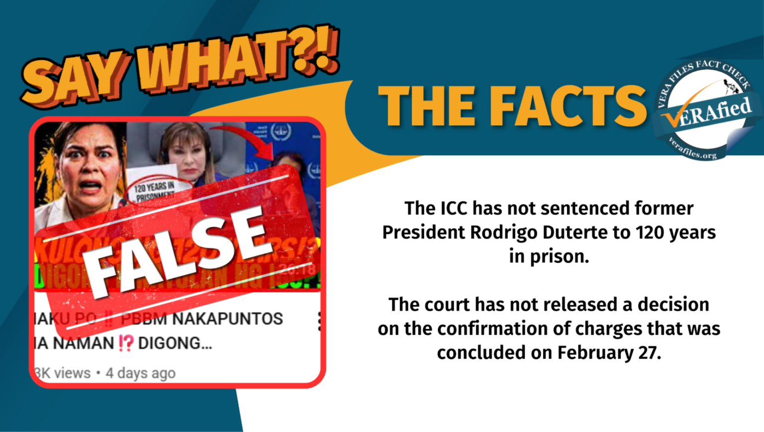 ICC did NOT sentence Duterte to 120 years in prison