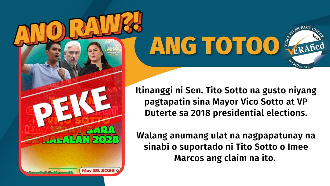 Imee did NOT say Tito plans to pit Vico Sotto vs Sara Duterte